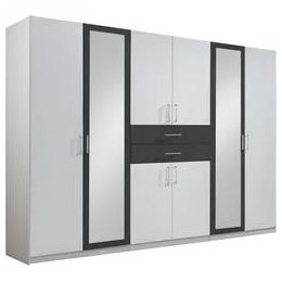 Kleiderschrank wimex "Diver Dreht&uuml;renschrank mit Spiegel, 180, 225 o. 270cm breit", wei&szlig; (wei&szlig;, graphit, griffe alu), B:270cm H:207cm T:58cm, Schr&auml;nke, Kleiderschrank, Bestseller Schlafzimmerschrank wahlweise 3 Innenausstattungen, Topseller