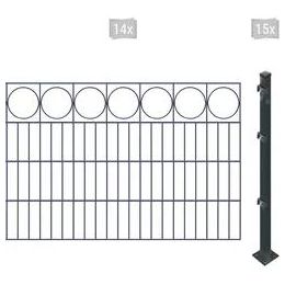 Doppelstabmattenzaun Arvotec "ESSENTIAL 80 zum Aufschrauben "Ring" mit Zierleiste", grau (anthrazit), H:80cm, Kunststoff, Stahl, Zaunelemente, Zaunh&ouml;he 80 cm, Zaunl&auml;nge 2 - 60 m