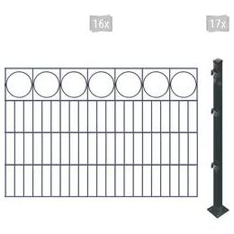 Doppelstabmattenzaun Arvotec "ESSENTIAL 80 zum Aufschrauben "Ring" mit Zierleiste", grau (anthrazit), H:80cm, Kunststoff, Stahl, Zaunelemente, Zaunh&ouml;he 80 cm, Zaunl&auml;nge 2 - 60 m