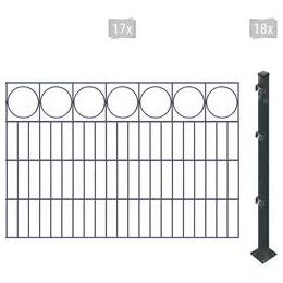 Doppelstabmattenzaun Arvotec "ESSENTIAL 80 zum Aufschrauben "Ring" mit Zierleiste", grau (anthrazit), H:80cm, Kunststoff, Stahl, Zaunelemente, Zaunh&ouml;he 80 cm, Zaunl&auml;nge 2 - 60 m