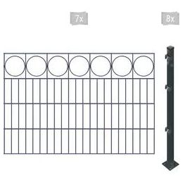 Doppelstabmattenzaun Arvotec "ESSENTIAL 80 zum Aufschrauben "Ring" mit Zierleiste", grau (anthrazit), H:80cm, Kunststoff, Stahl, Zaunelemente, Zaunh&ouml;he 80 cm, Zaunl&auml;nge 2 - 60 m
