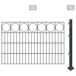 Doppelstabmattenzaun Arvotec "ESSENTIAL 80 zum Aufschrauben "Ring" mit Zierleiste", grau (anthrazit), H:80cm, Kunststoff, Stahl, Zaunelemente, Zaunh&ouml;he 80 cm, Zaunl&auml;nge 2 - 60 m