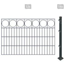 Doppelstabmattenzaun Arvotec "ESSENTIAL 80 zum Aufschrauben "Ring" mit Zierleiste", grau (anthrazit), H:80cm, Kunststoff, Stahl, Zaunelemente, Zaunh&ouml;he 80 cm, Zaunl&auml;nge 2 - 60 m