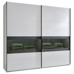 Schwebet&uuml;renschrank wimex "Easy Plus, Kleiderschrank Made in Germany", wei&szlig; (wei&szlig;, rauchglas holmt&uuml;ren graphit), B:180cm H:236cm T:65cm, Holzwerkstoff, Schr&auml;nke, Schwebet&uuml;renschrank, mit Glaseinsatz/ Rauchglas, viele Breiten zur Auswahl, schwarze Griffe