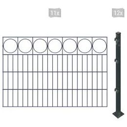 Doppelstabmattenzaun Arvotec "ESSENTIAL 80 zum Aufschrauben "Ring" mit Zierleiste", grau (anthrazit), H:80cm, Kunststoff, Stahl, Zaunelemente, Zaunh&ouml;he 80 cm, Zaunl&auml;nge 2 - 60 m