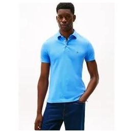 Poloshirt Tommy Hilfiger "1985 SLIM POLO", Herren, Gr. XXL, blau (blau spell), Piqu&eacute;, Obermaterial: 96% Baumwolle, 4% Elasthan, unifarben, Basic, schmal normal, Rundhals, eingesetzt Rippb&uuml;ndchen, Shirts, mit Stickerei, Piqu&eacute;-Qualit&auml;t, Slim fit
