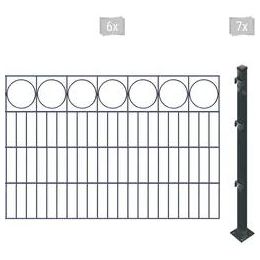 Doppelstabmattenzaun Arvotec "ESSENTIAL 80 zum Aufschrauben "Ring" mit Zierleiste", grau (anthrazit), H:80cm, Kunststoff, Stahl, Zaunelemente, Zaunh&ouml;he 80 cm, Zaunl&auml;nge 2 - 60 m