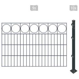 Doppelstabmattenzaun Arvotec "ESSENTIAL 80 zum Aufschrauben "Ring" mit Zierleiste", grau (anthrazit), H:80cm, Kunststoff, Stahl, Zaunelemente, Zaunh&ouml;he 80 cm, Zaunl&auml;nge 2 - 60 m