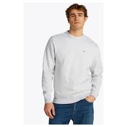 Tommy Hilfiger Sweatshirt TOMMY JEANS "TJM REGULAR FLAG CREW NECK", Herren, Gr. L, grau (silber grau heather), Sweatware, Obermaterial: 80% Baumwolle, 20% Polyester, unifarben, regular fit normal, Rundhals, eingesetzt Rippb&uuml;ndchen, Sweatshirts Sweatshirt, Mit besticktem Markenlogo auf Brusth&ouml;he