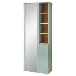Garderobenschrank Innostyle "BARI Garderobenschrank mit Spiegel, BxHxT 78x202x38 cm", gr&uuml;n (schilfgr&uuml;n), B:78cm H:202cm T:38cm, Holzwerkstoff, MDF, Schr&auml;nke, Garderobenschrank, 2 t&uuml;rig, 10 F&auml;cher, Softclose, ABS Kantenschutz, Kleiderstange