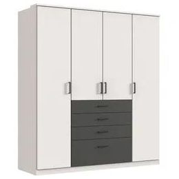 Kleiderschrank wimex "Cottbus, in wei&szlig; oder grau modern kombiniert mit graphitfb.Schubladen", wei&szlig; (wei&szlig;, grafit), B:180cm H:199cm T:58cm, Holzwerkstoff, Schr&auml;nke, Kleiderschrank, mit 4 Schubladen, wahlweise mit oder ohne Spiegel