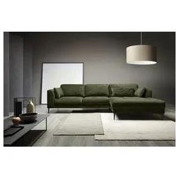 Ecksofa Trendmanufaktur "Luzi, wahlweise mit Schlaffunktion & Bettkasten., L-Form", gr&uuml;n (rain forest), B:280cm H:80cm T:168cm, 100% Polyester, Sofas, Ecksofa, Designsofa mit tollem Sitzkomfort, Metallf&uuml;&szlig;e schwarz, Breite 280 cm