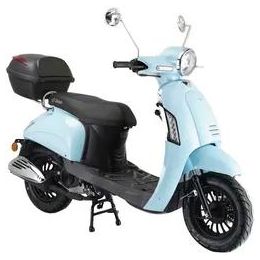 Motorroller Gt Union "Massimo 25", schwarz (babyblau matt, schwarz), Motorroller, mit Topcase, 25 km/h, Luftgek&uuml;hlter Motor, B:67cm H:115cm L:189cm