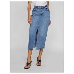 Jeansrock Vila "VIJAF HW MIDI DENIM SKIRT-NOOS", Damen, Gr. 34, blau (medium blau denim detail:wash mbd, 011), Denim/Jeans, Obermaterial: 99% Baumwolle, 1% Elasthan, wadenlang, R&ouml;cke Jeansrock