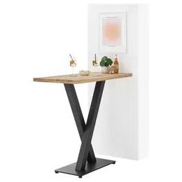 Bartisch Stolkom "Duke Eiche Massivholz ge&ouml;lt, Hochtisch BxHxT 120x104x60 cm", braun (eiche massiv, schwarz, eiche massiv), H:104cm, Tische, Bartisch, Gerade Kante, Eiche Massivholz ge&ouml;lt durchgehende Lamelle