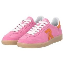 Sneaker Rieker SPORT "San Diego Swing2GO", Damen, Gr. 41, pink (pink, orange), Veloursleder, unifarben mit Farbeinsatz, Schuhe Sneaker, Retro-Sneaker, Freizeitschuh, Halbschuh mit herausnehmbarem Fu&szlig;bett, Topseller