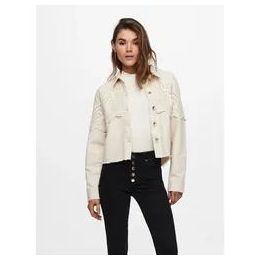 Kurzjacke Only "ONLELENA CROCHET JACKET NC OTW", Damen, Gr. S, gelb (moonbeam), Web;Twill;Spitze, Obermaterial: 100% Baumwolle, unifarben, regular fit taillenlang, &Auml;rmel mit &Auml;rmelschlitz 1-Knopf-Manschette, Jacken Kurzjacke, mit hochwertiger Lochspitze