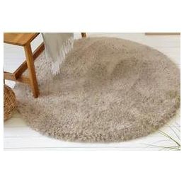 Hochflor-Teppich OTTO HOME "Josetta, auch als L&auml;ufer erh&auml;ltlich", braun, H:50mm &Oslash;:200cm, Polyester, Teppiche, Langflor, Shaggy, dichter weicher Hochflor, uni farben, Wohnzimmer