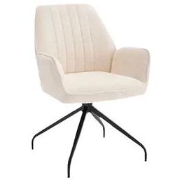 Drehstuhl Home Affaire "Campanet", beige (natur, schwarz, natur), B:64cm H:89cm, St&uuml;hle, Drehstuhl, moderner Drehstuhl mit gepolsterten Armlehnen und Stoffbezug