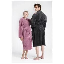 Unisex-Bademantel OTTO HOME "Lillou Kimono, ideal f&uuml;r Sauna & Spa, Hotelbademantel, Morgenmantel" Gr. M, lila (mauve), L:110cm, Microfaser, Hausm&auml;ntel, kuschelig weicher Fleece, pl&uuml;sch, f&uuml;r Damen und Herren, XS-3XL