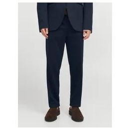 Jack & Jones Anzughose JACK & JONES "JPRJAXON Businesshose mit mittlerer Bundh&ouml;he", Herren, Gr. 54, N-Gr, schwarz navy fit:slim fit, Web, Obermaterial: 74% Polyester, 22% Viskose, 4% Elasthan, unifarben, slim fit normal, Hosen Anzughose, unifarben, modisch, slim fit, Materialmix