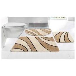 Badematte OTTO HOME "Anna, Badvorleger, Badezimmer Teppich" Gr. 3, beige (sand, natur), H:16mm, Polyester, Badematten, Badematte, Badteppich, Hoch Tief Effekt, Modern, Weich, Wellen