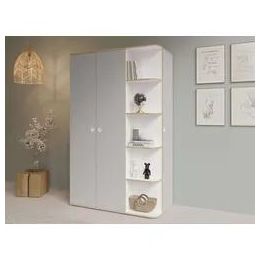 Kleiderschrank Home Affaire "ELLETE ger&auml;umiger Schrank mit Regalf&auml;chern und Kleiderstangen", grau (wei&szlig;, hellgrau), B:120cm H:196,5cm T:60cm, Melamin, Schr&auml;nke, Kleiderschrank, Garderobe mit 3 Dreht&uuml;ren und 5 offene F&auml;cher