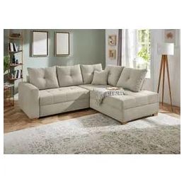 Jockenh&ouml;fer Ecksofa JOCKENH&Ouml;FER GRUPPE "Heidelberg L-Form, B: 228 cm", beige (beige, grau), B:228cm T:99cm, Korpus: 100% Polyester;Kissen: 100% Polyester, Sofas, Ecksofa, mit Bettfunktion, Bettkasten & Zierkissen