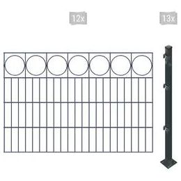 Doppelstabmattenzaun Arvotec "ESSENTIAL 80 zum Aufschrauben "Ring" mit Zierleiste", grau (anthrazit), H:80cm, Kunststoff, Stahl, Zaunelemente, Zaunh&ouml;he 80 cm, Zaunl&auml;nge 2 - 60 m