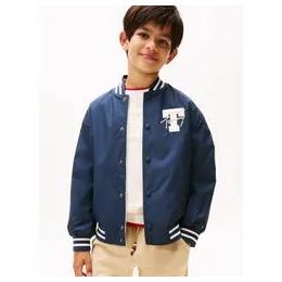 Wendejacke Tommy Hilfiger "REVERSIBLE BOMBER JACKET", Jungen, Gr. 14 (164), blau (schwarz night navy, grau heather), Web, Obermaterial: 100% Polyester, unifarben, regular fit h&uuml;ftlang, Rundhals, B&uuml;ndchen, Jacken, f&uuml;r Kinder bis 16 Jahre