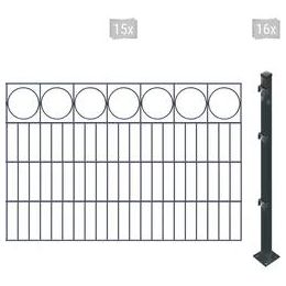 Doppelstabmattenzaun Arvotec "ESSENTIAL 80 zum Aufschrauben "Ring" mit Zierleiste", grau (anthrazit), H:80cm, Kunststoff, Stahl, Zaunelemente, Zaunh&ouml;he 80 cm, Zaunl&auml;nge 2 - 60 m