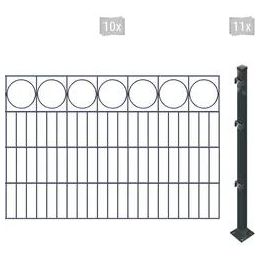 Doppelstabmattenzaun Arvotec "ESSENTIAL 80 zum Aufschrauben "Ring" mit Zierleiste", grau (anthrazit), H:80cm, Kunststoff, Stahl, Zaunelemente, Zaunh&ouml;he 80 cm, Zaunl&auml;nge 2 - 60 m