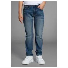 Straight-Jeans Kidsworld "Gerade Stretchjeans", Kinder, Gr. 134, N-Gr, blau (blau denim washed), Denim/Jeans, Obermaterial: 98% Baumwolle, 2% Elasthan, Abriebeffekte, straight fit, Jeans Straight-Jeans, Stretchjeans in authentischer Waschung