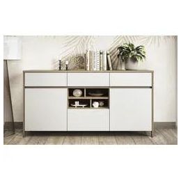 Sideboard Home Affaire "Stranda, moderner Schrank, Kommode im Scandi-Style, 165 cm breit", wei&szlig; (wei&szlig; skandi), B:164cm H:85cm T:39cm, FSC-zertifizierter Holzwerkstoff, Sideboards, Sideboard, elegante Rahmenoptik, ausreichend Stauraum, vielseitig einsetzbar