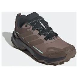 Wanderschuh Adidas TERREX "TERREX SKYCHASER AX5 GORE-TEX", Damen, Gr. 42, trace braun, earth strata, semi impact orange, Synthetik, Textil, Schuhe Wanderschuh, wasserdicht dank Gore-Tex Membrane