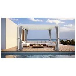 Pavillon Konifera "Palma", wei&szlig; (wei&szlig;, wei&szlig;, grau), B/H/T: 394cm x 244cm x 304cm, Pavillons, Pergola, mit Lamellendach