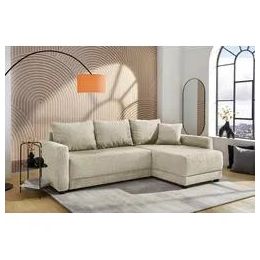 Jockenh&ouml;fer Ecksofa JOCKENH&Ouml;FER GRUPPE "Venezia L-Form, B: 234 cm", beige, beige, schwarz, B:234cm T:154cm, Korpus: 100% Polyester;Kissen: 100% Polyester, Sofas, Ecksofa, mit Bettfunktion, Bettkasten & Zierkissen