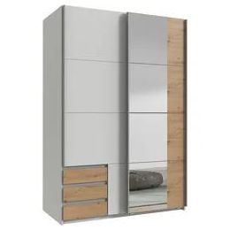 Schwebet&uuml;renschrank wimex "Emden moderner Kleiderschrank mit Spiegel und Schubladen", wei&szlig; (wei&szlig;, artisaneiche), B:135cm H:198cm T:64cm, Schr&auml;nke, Schwebet&uuml;renschrank, Schlafzimmer Schrank Garderobenschrank mit Schwebet&uuml;ren Topseller