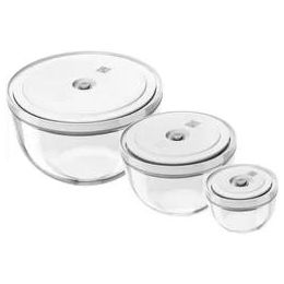 Aufbewahrungssystem Zwilling "Fresh & Save BOWLS", transparent, wei&szlig;, Glas, Lebensmittelaufbewahrungsbeh&auml;lter, Vakuumsch&uuml;ssel Set S/M/L / 6-tlg., Glas