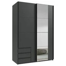 Schwebet&uuml;renschrank wimex "Emden moderner Kleiderschrank mit Spiegel und Schubladen", grau (graphit), B:135cm H:198cm T:64cm, Schr&auml;nke, Schwebet&uuml;renschrank, Schlafzimmer Schrank Garderobenschrank mit Schwebet&uuml;ren Topseller
