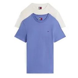 Tommy Hilfiger Rundhalsshirt TOMMY JEANS "TJM XSLIM 2PACK JERSEY TEE EXT", Damen, Gr. XXL, wei&szlig; (ancient wei&szlig;, soft sapphire), Single Jersey, Obermaterial: 100% Baumwolle, slim fit normal, Rundhals, eingesetzt abgesteppte Kante, Shirts Rundhalsshirt, Logostickerei, 2Pack