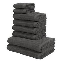 Handtuch Set OTTO HOME "Handtuchset Ognon, Duscht&uuml;cher, Handt&uuml;cher, G&auml;stet&uuml;cher, Zen", anthrazit, 8, Frottier, Frottier, Obermaterial: 100% Baumwolle, Handtuch-Sets, mit Muster, Scandi, Boho, einfarbiges Handtuch-Set 100% Baumwolle