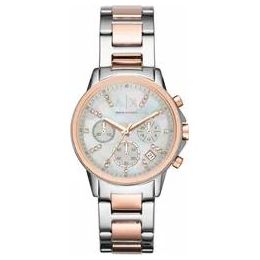 Chronograph Armani Exchange, gold (silberfarben, ros&eacute;goldfarben), Armbanduhren, Damen, Chronograph, Quarzuhr, Armbanduhr, Damenuhr, Stoppfunktion, Edelstahlarmband