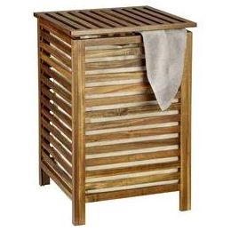 W&auml;schetruhe Wenko "Fondi", braun, B:45cm H:65cm T:45cm, Baumwolle, Massivholz, W&auml;schesammler, W&auml;schetruhe mit herausnehmbarem W&auml;schesack, Akazienholz, 56 l