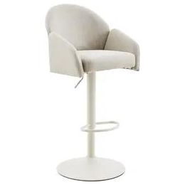 Barhocker Hela "HOLLY", beige, creme, B:51,5cm H:96cm T:53cm, 100% Polyester, Hocker, Barhocker, 360 drehbar, H&ouml;henverstellbar, Armlehnen, Gestell angepasst an Bezug