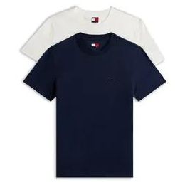 Tommy Hilfiger Rundhalsshirt TOMMY JEANS "TJM XSLIM 2PACK JERSEY TEE EXT", Damen, Gr. 3XL, ecru, schwarz night navy, Single Jersey, Obermaterial: 100% Baumwolle, slim fit normal, Rundhals, eingesetzt abgesteppte Kante, Shirts Rundhalsshirt, Logostickerei, 2Pack