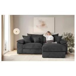 Ecksofa Home Affaire "Soft&Cosy XL L-Form, B: 246 cm - OTTO. Verl&auml;ssliche Qualit&auml;t.", schwarz, B:246cm T:187cm, 100% Polyester, Sofas, Ecksofa, Mega-Sofa, Cord oder Chenille-Struktur, mit Federkern & 4 Zierkissen, Topseller