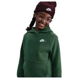 Kapuzensweatshirt Nike SPORTSWEAR "K NSW CLUB FLC HDY LBR", M&auml;dchen, Gr. S, fir, wei&szlig;, angeraute Sweatware, Obermaterial: 80% Baumwolle, 20% Polyester, unifarben, Basic normal, Rundhals, angesetztes B&uuml;ndchen, Sweatshirts, f&uuml;r Jugendliche, mit K&auml;ngurutasche, aus Baumwollmischung