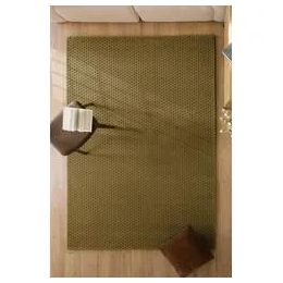 Teppich Wecon Home "Castello THREE", blass gr&uuml;n, B:200cm H:7mm L:300cm, Schurwolle, Teppiche, Teppich, Schurwolle, Kurzflor mit Hoch-Tief-Effekt, Wohnzimmer, Punktmuster