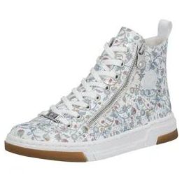 Sneaker Rieker, Damen, Gr. 38, wei&szlig; multicolor, Lederimitat, gebl&uuml;mt, Schuhe Sneaker, High Top-Sneaker, Freizeitschuh, Schn&uuml;rschuh mit Plateausohle, Topseller